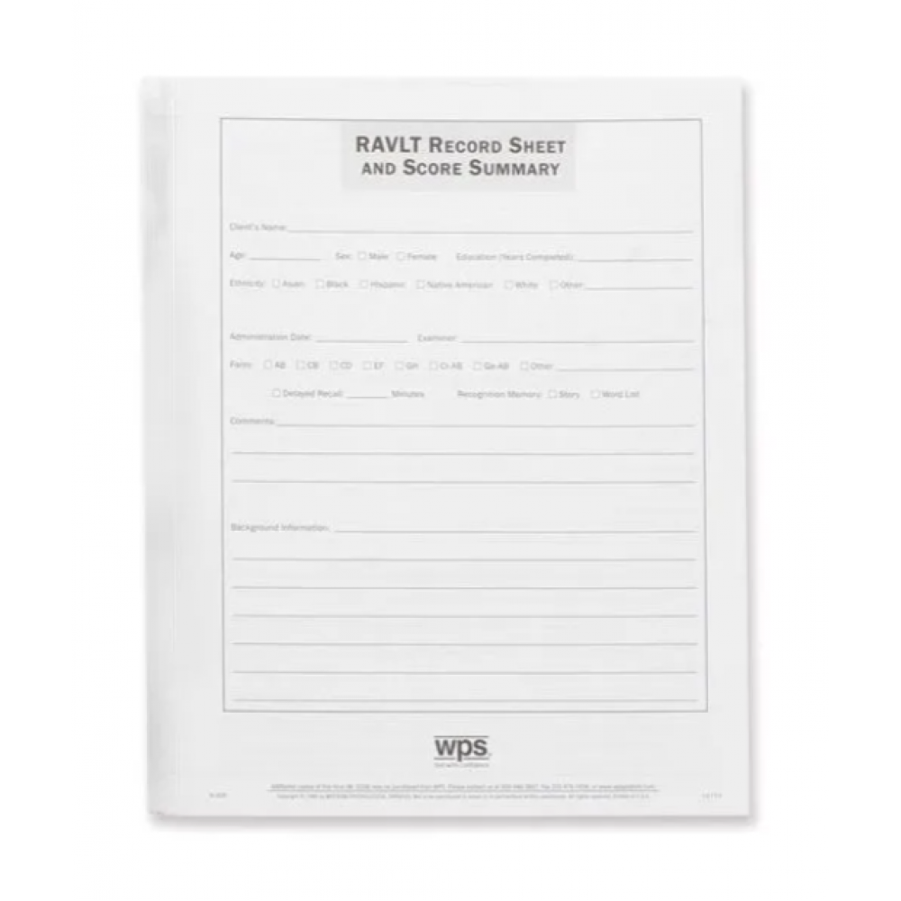 (RAVLT) Rey Auditory Verbal Learning Test - Fu Kang Online Store