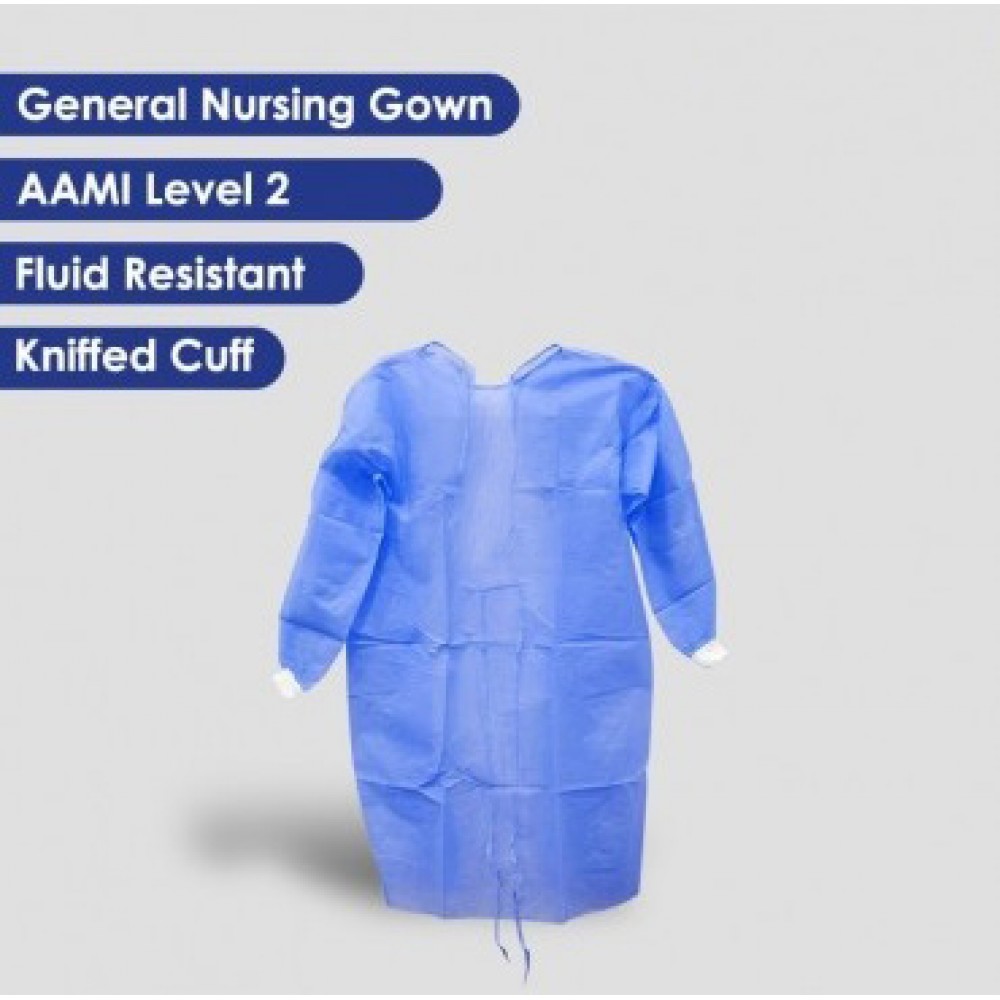 General Nursing Isolaiton Gown (AAMI Level 2) Blue - Fu Kang Healthcare ...