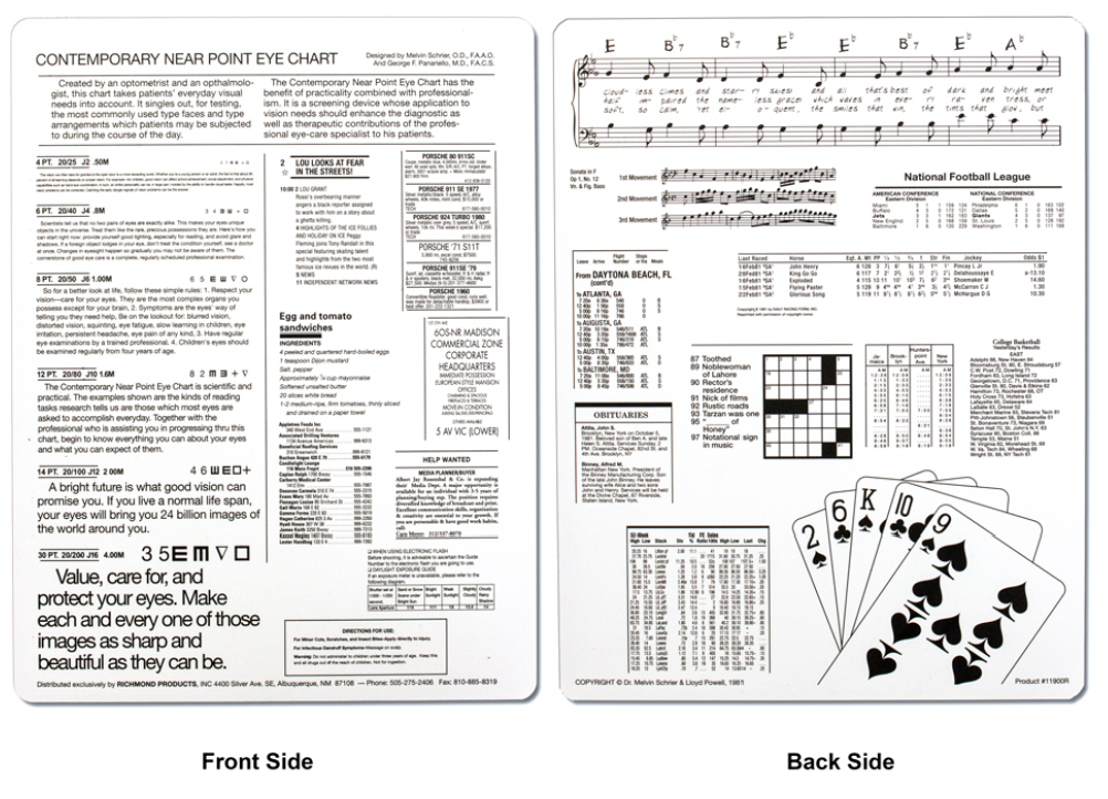 Contemporary Near Point Eye Chart - Evaluation - Fu Kang Online Store