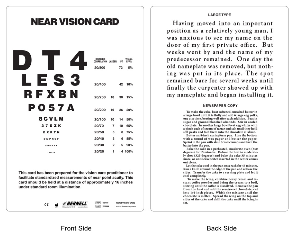 Near Vision Card - Vision - Evaluation - Fu Kang Online Store